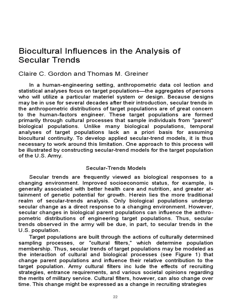 Biocultural Influences in The Analysis of Secular Trends: Claire C ...