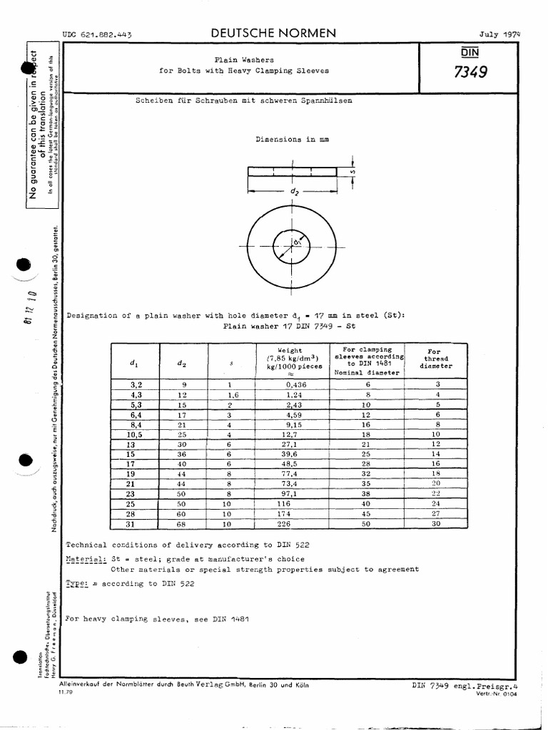 DIN 7349 Plain Washer Specifications | PDF | Machines | Manufactured Goods