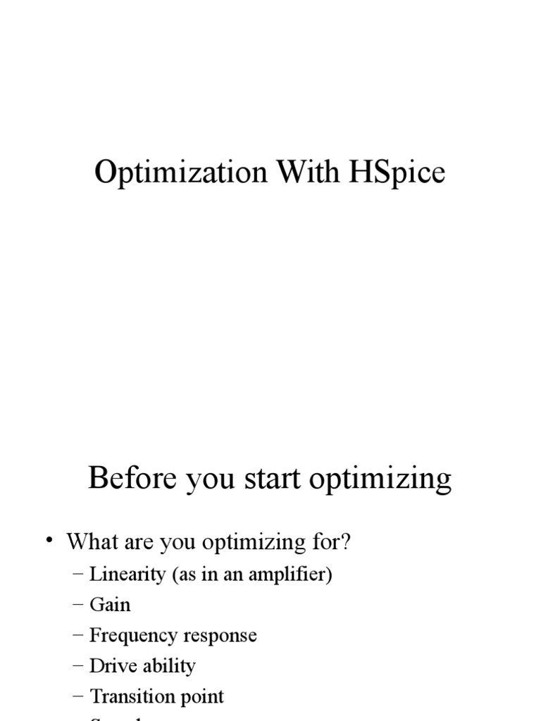 Hspice Optimization | PDF | Spice | Electrical Circuits