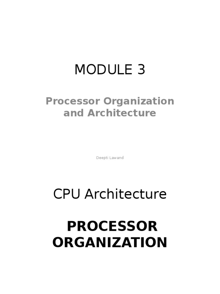 Processor Organization and Architecture: Deepti Lawand | PDF | Central Processing Unit ...