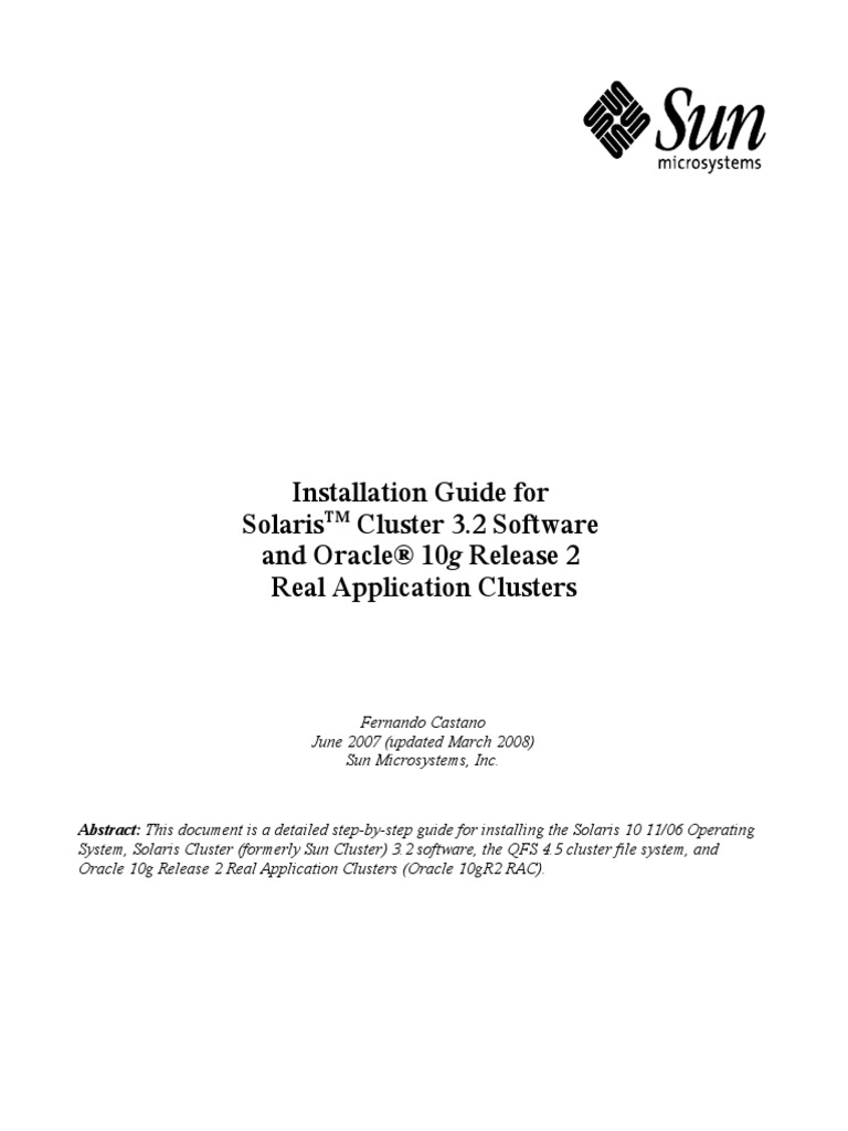 Installation Guide For Solaris Cluster 3.2 Software and Oracle® 10g Release 2 Real Application ...