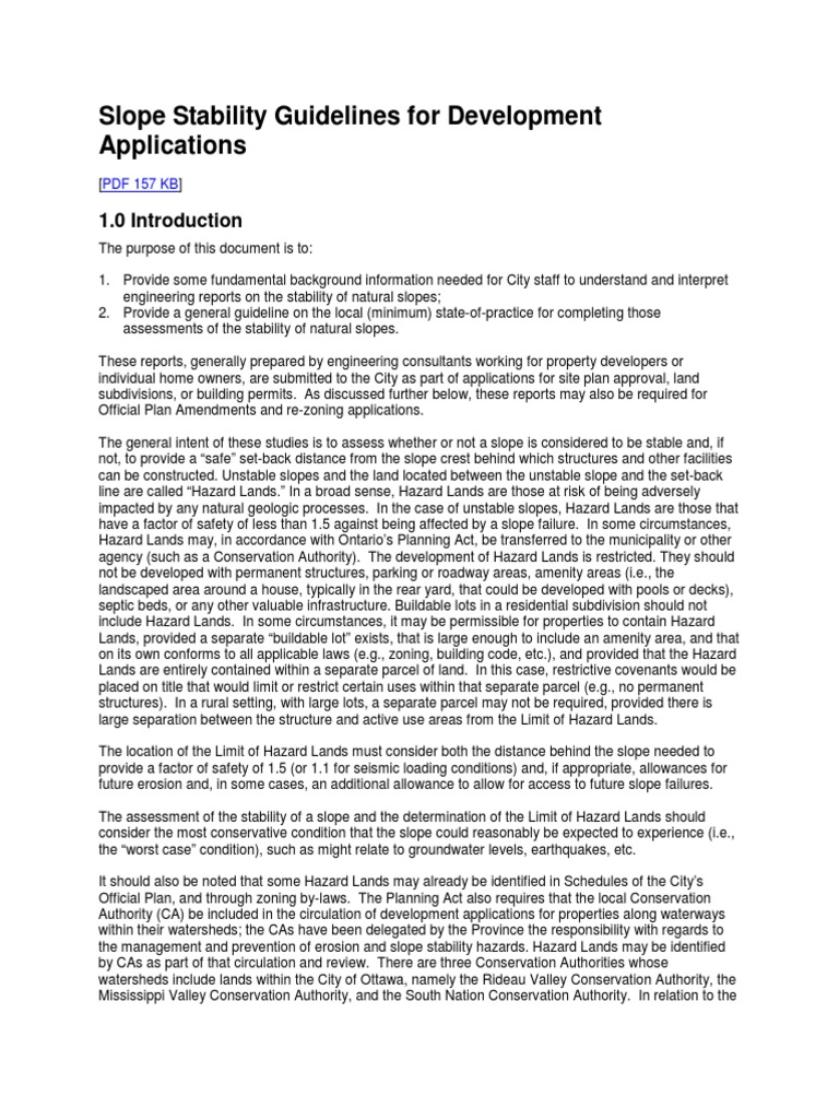 Slope Stability Guidelines For Devt Applications | PDF | Glacier | Landslide