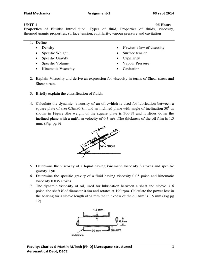 CGM - FM Assignment 1 PDF | PDF | Viscosity | Pressure