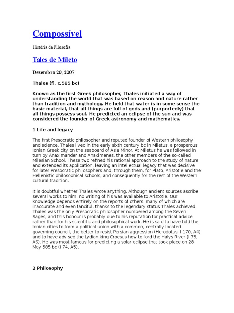 Thales of Miletus: The Founding Father of Western Philosophy and ...