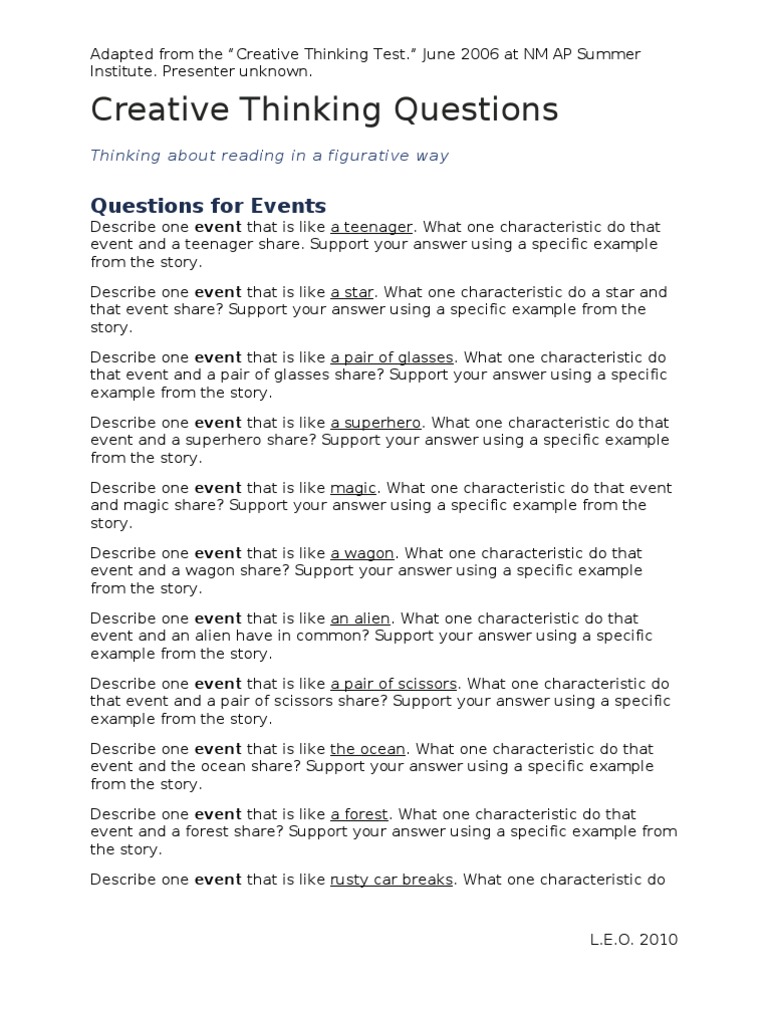 Creative Thinking Questions