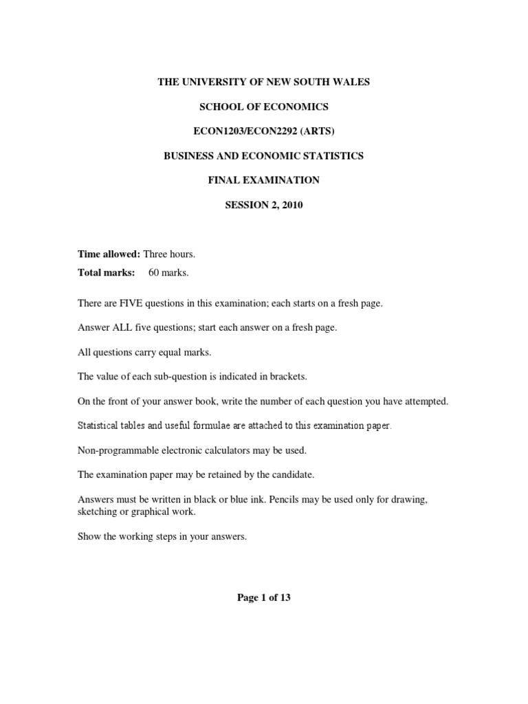 ECON1203 Exam 10 S 2 | PDF | Regression Analysis | Errors And Residuals