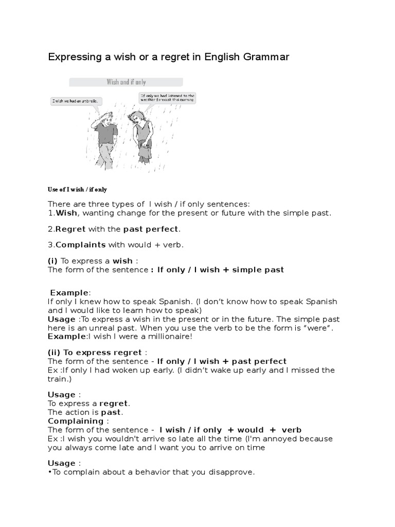 Expressing Wishes and Regrets in English | PDF