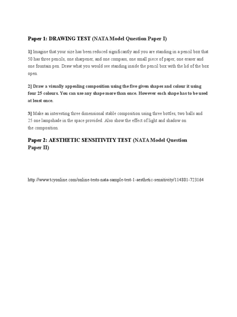 NATA Model Question Paper Overview | PDF