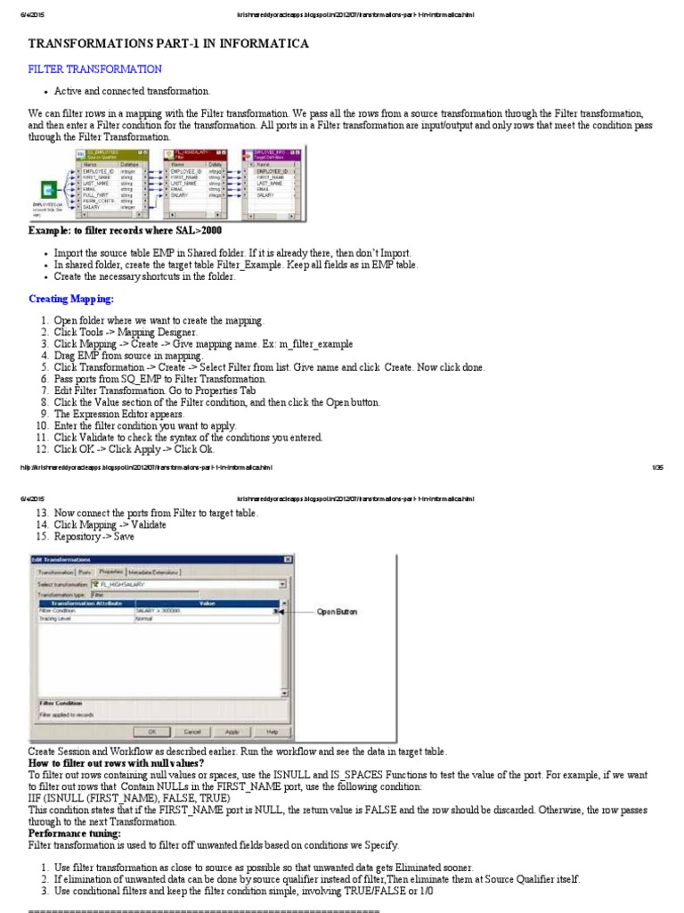 Transformations Part 1 in Informatica | PDF | Database Transaction | Sql
