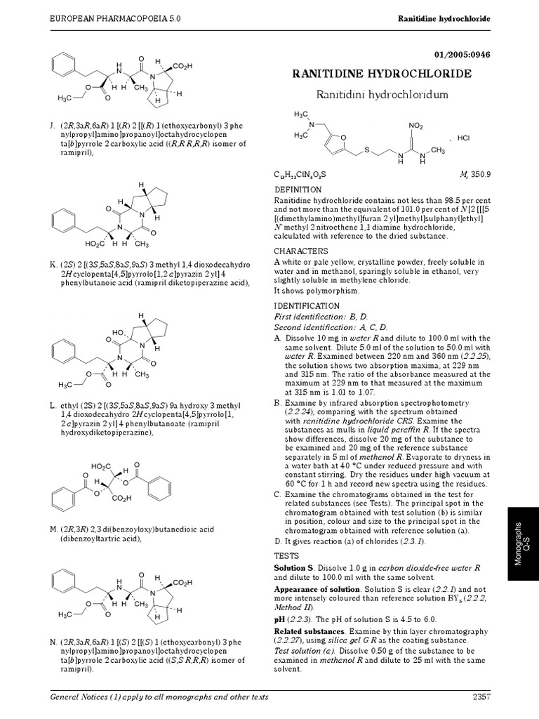 Ranitidine Hydrochloride | PDF | Solution | Solubility