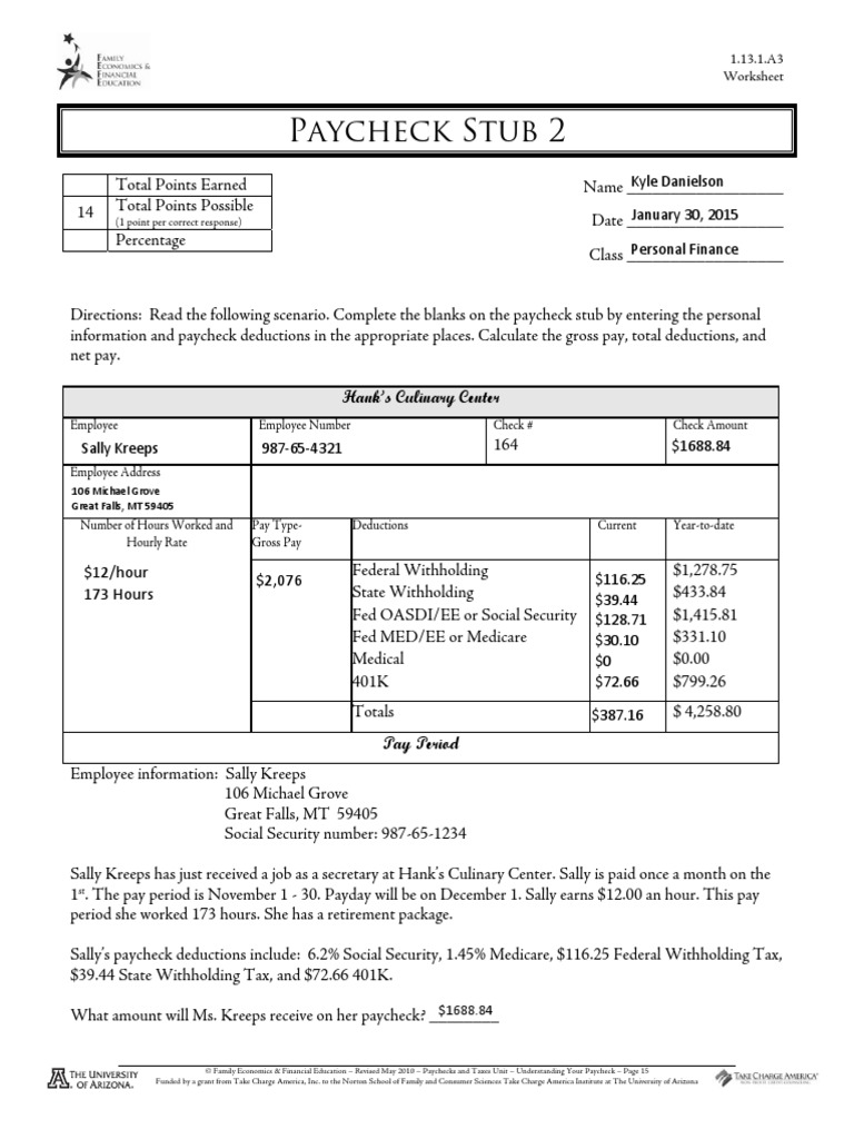 Paycheck Stub Worksheet | Download Free PDF | Payroll | Social Security ...