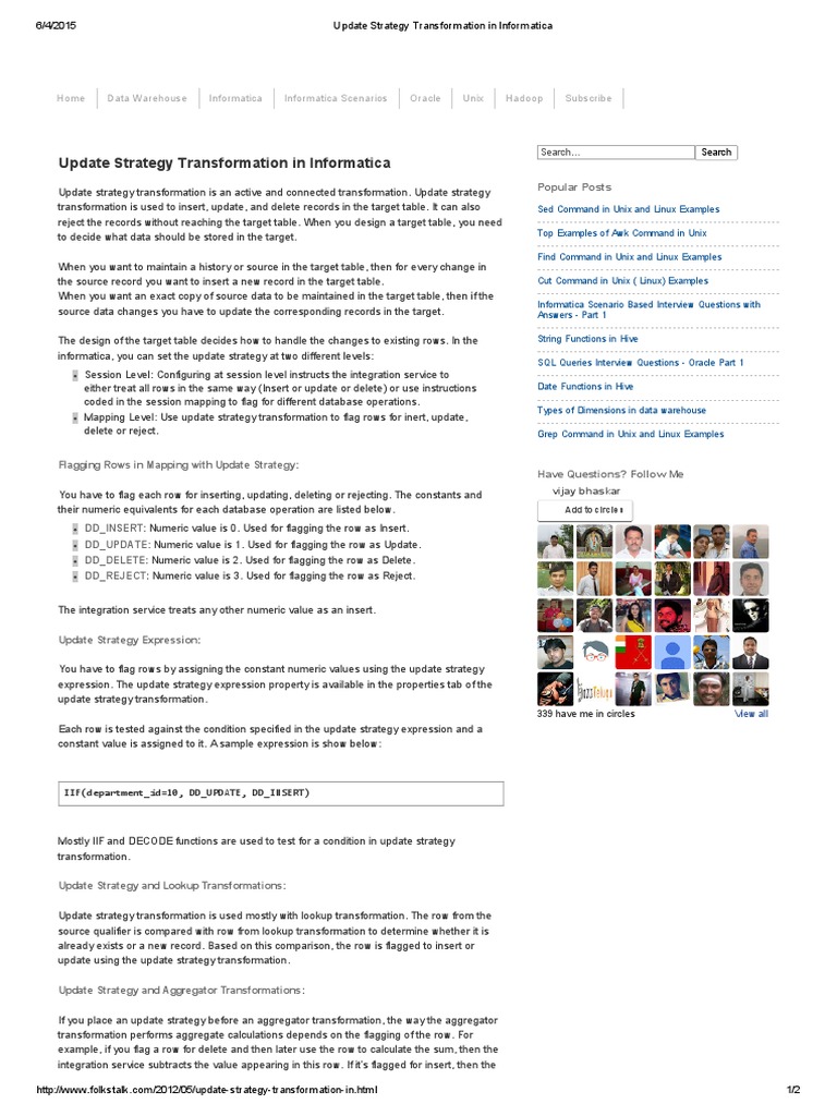Update Strategy Transformation in Informatica | PDF | Databases | Data ...