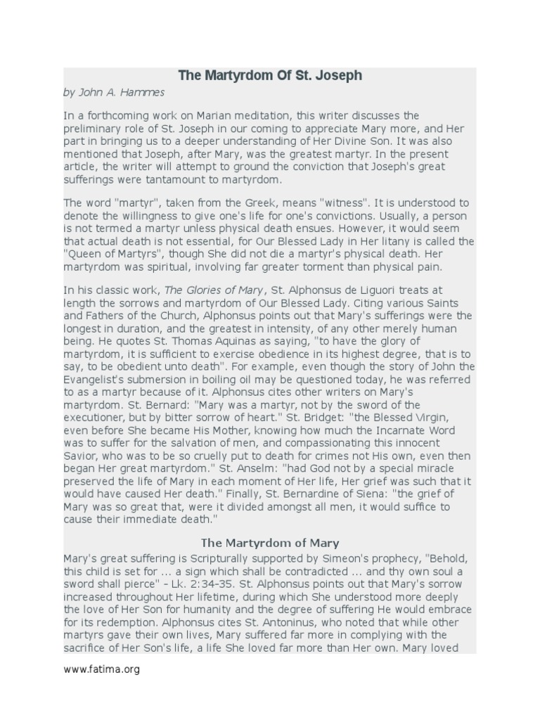 The Martyrdom of St. Joseph | PDF | Saint Joseph | Martyr