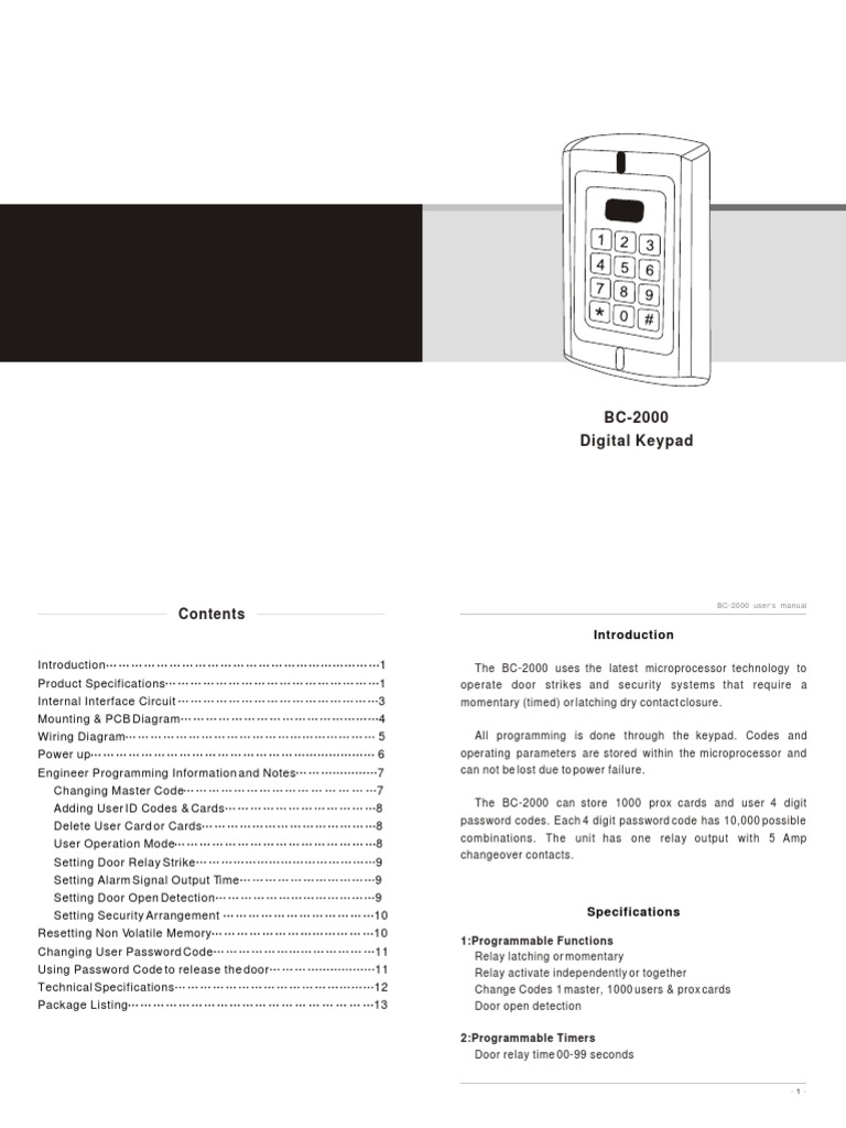 BC 2000 Manual | PDF | Relay | Electrical Connector