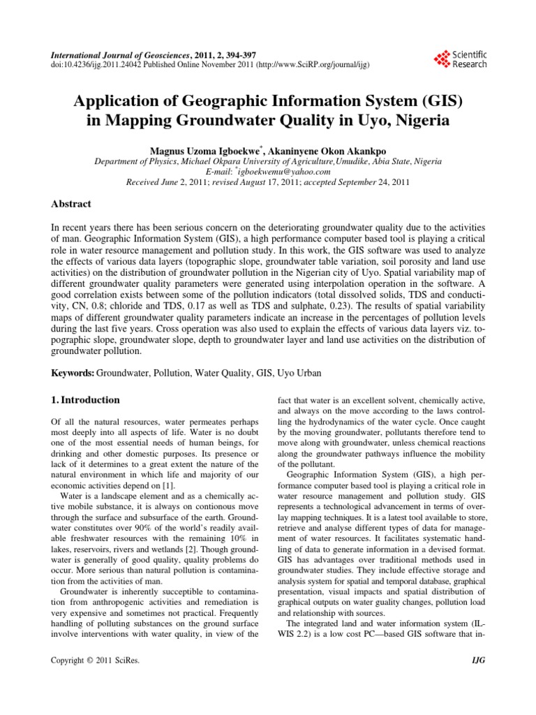 Application of Geographic Information System (GIS) in Mapping ...