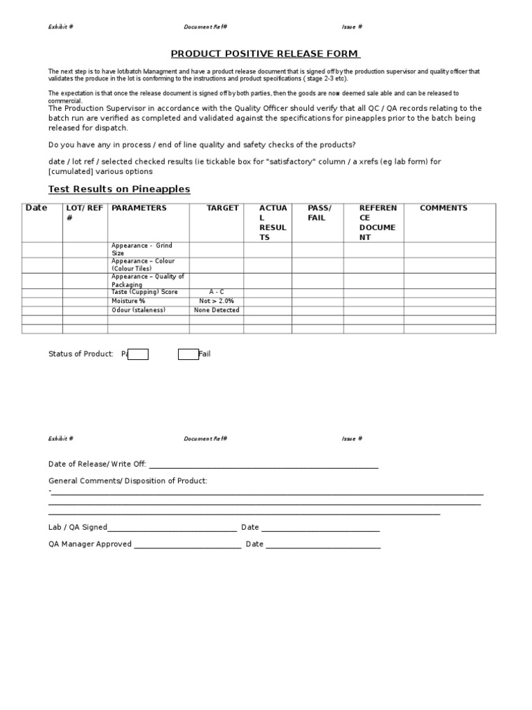 Product Positive Release Procedure | PDF