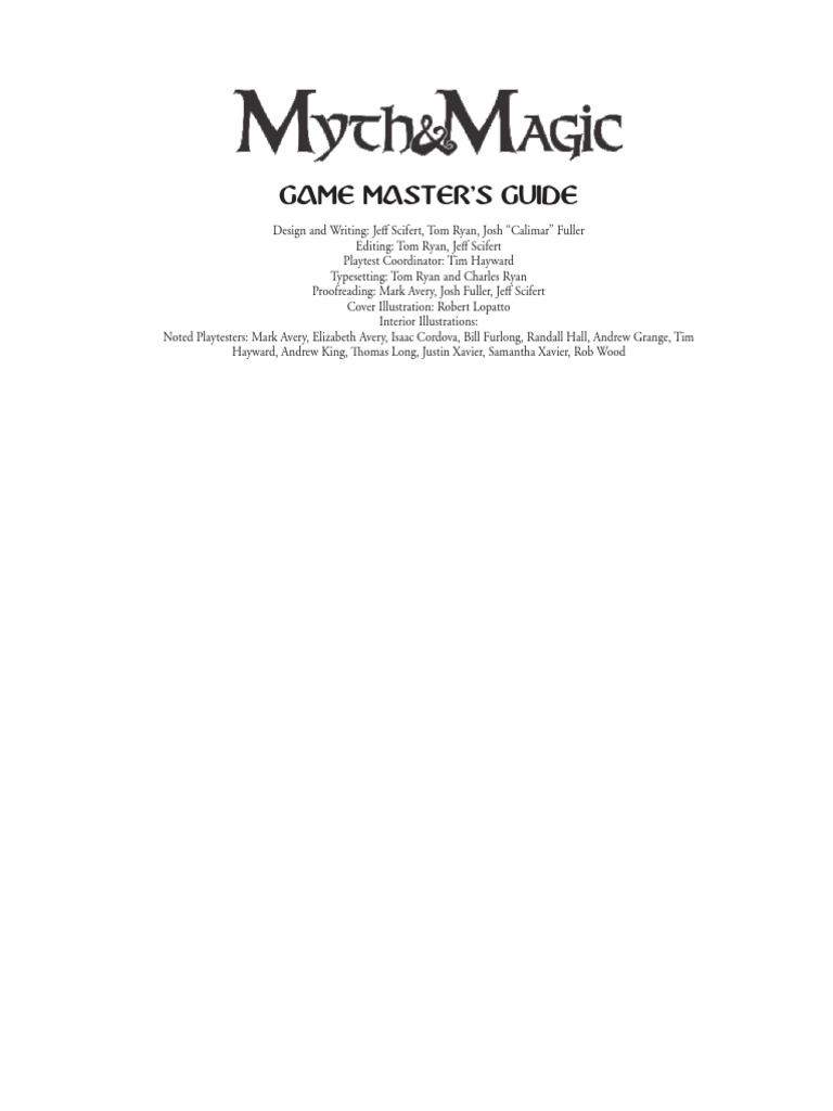 Myth & Magic GMG (Art Free 2-1-15) | PDF | Dungeons & Dragons | Tsr ...