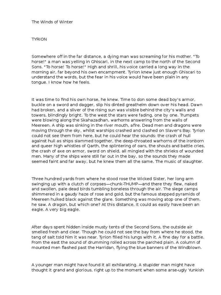 The Winds of Winter Tyrion | PDF | World Of A Song Of Ice And Fire | A ...