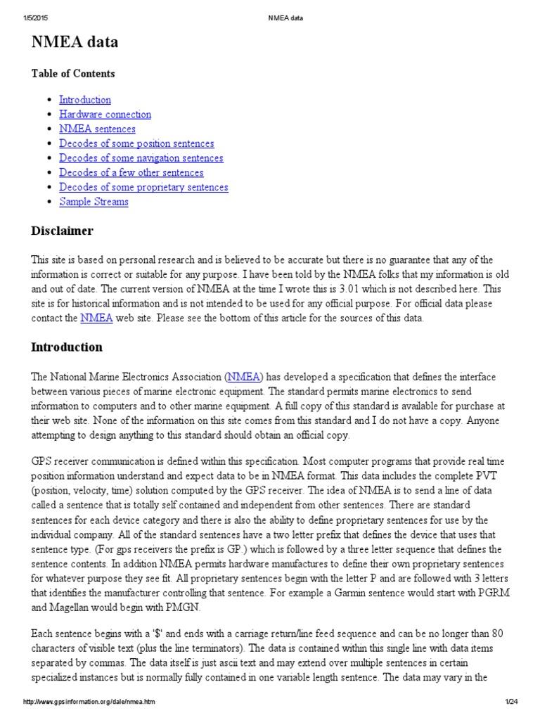 NMEA Data | PDF | Global Positioning System | Geography