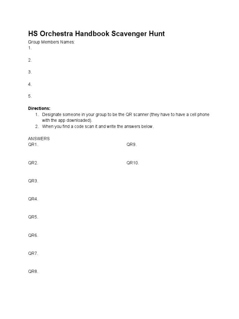 HS Orchestra Handbook QR Hunt | PDF