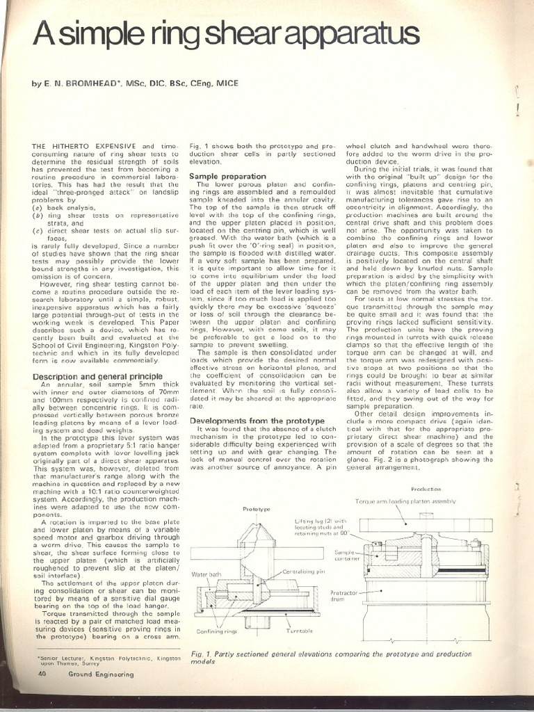 A Simple Ring Shear Apparatus | PDF