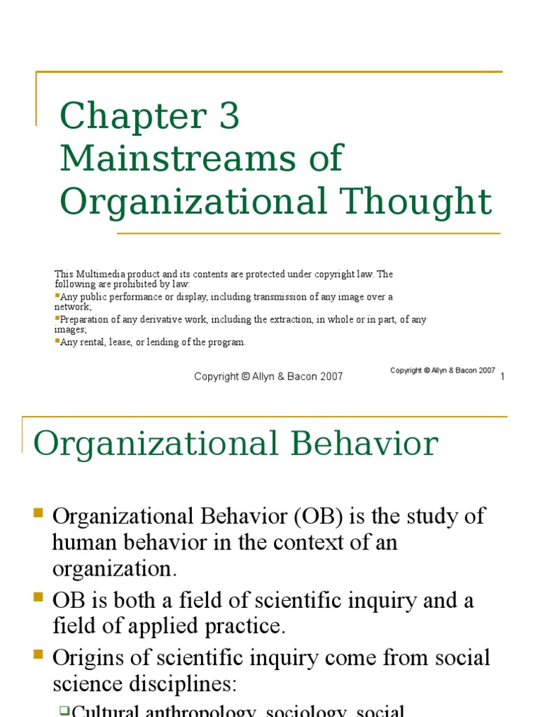 Main organizational Thought | Organizational Behavior | Bureaucracy