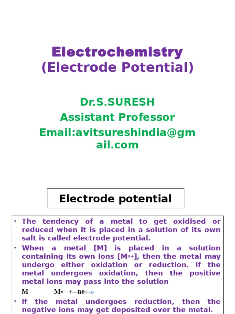Electrode Potential | Electrochemistry | Redox