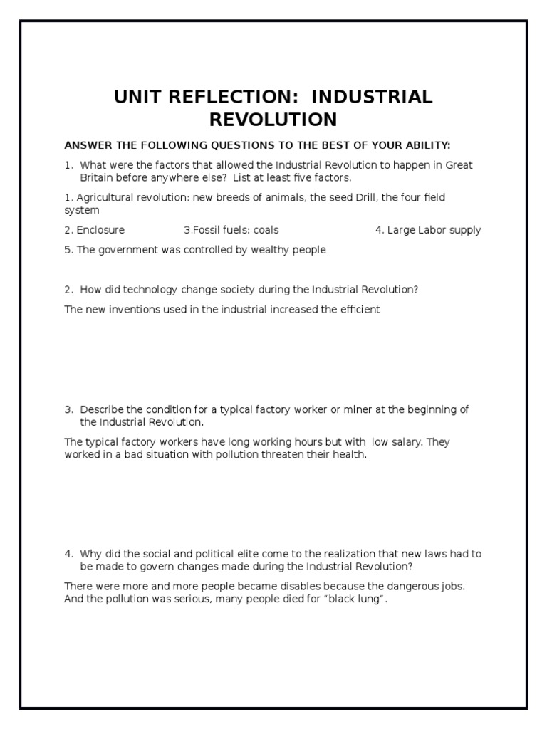 Industrial Revolution Study Guide | PDF