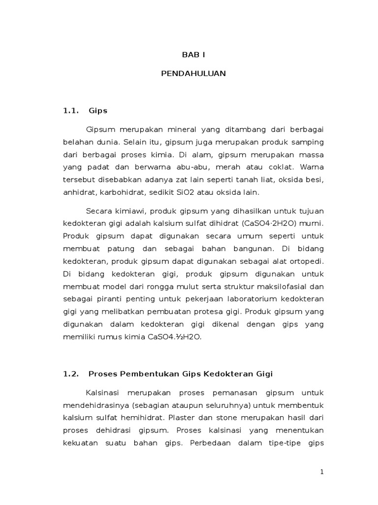 Gips Kedokteran Gigi | PDF