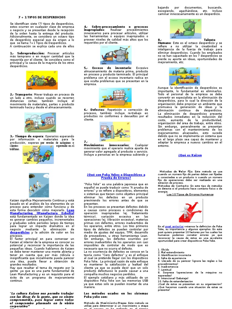 Triptico 7+1 Desperdicio | PDF | Lean Manufacturing | Fabricación e ingeniería