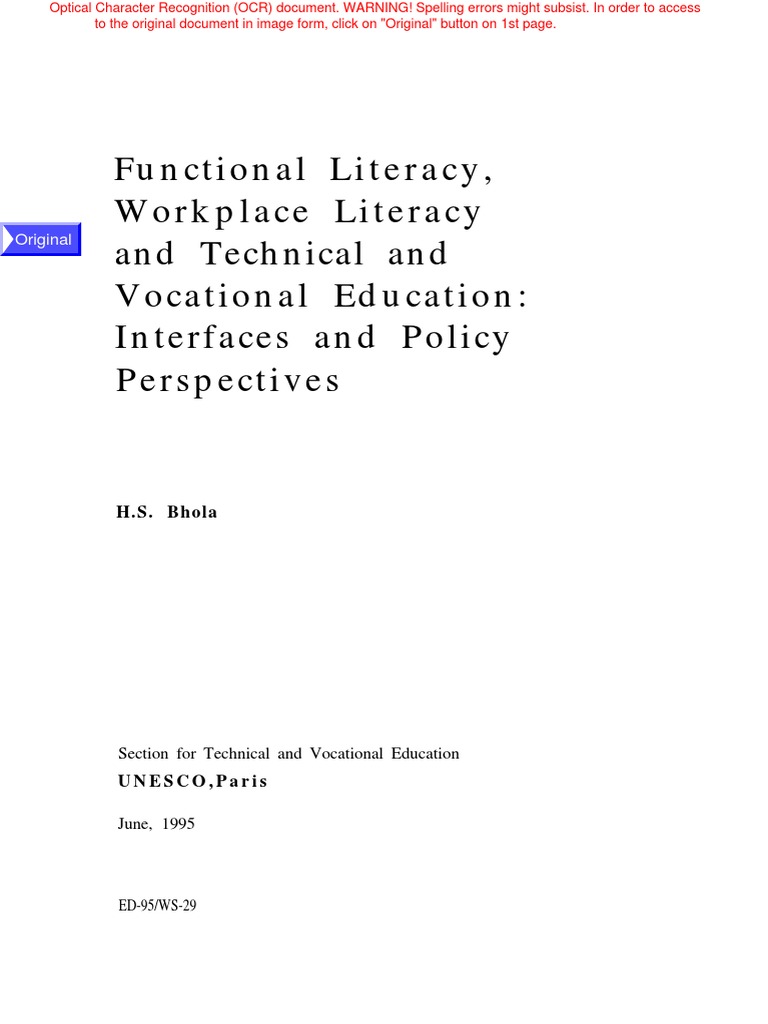 Functional Literacy or Work-Oriented Literacy | PDF | Optical Character ...