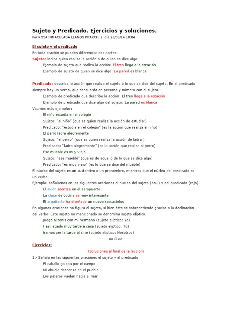 Sujeto y Predicado | PDF | Predicado (Gramática) | Asunto (gramática)