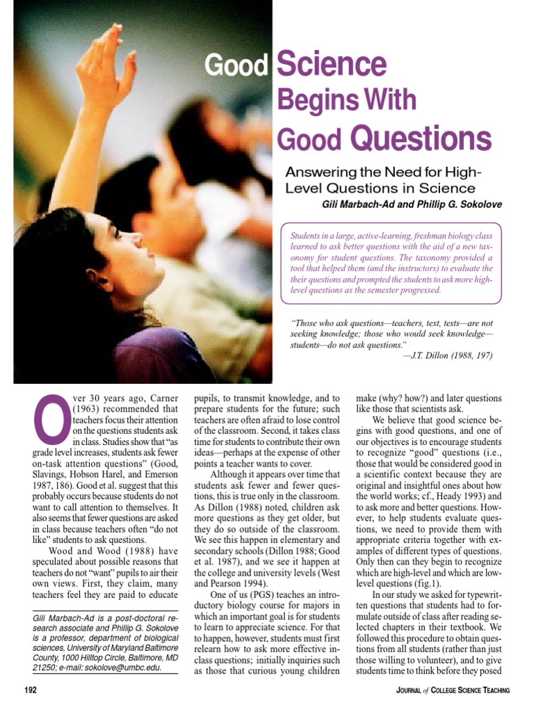 Science Questions: Begins With Good | PDF | Ploidy | Teachers