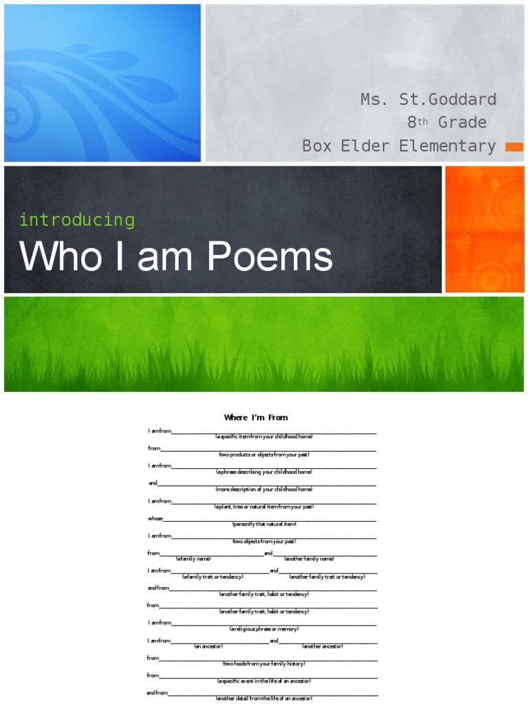 8th Grade "Who I Am" Poems Template | PDF