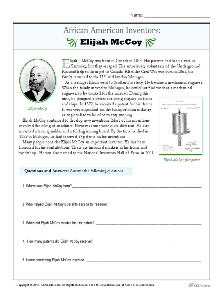 Elijah Mccoy | PDF | Intellectual Works | Patent
