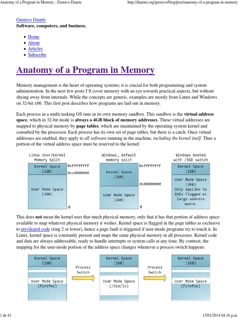 Anatomy of A Program in Memory - Gustavo Duarte | PDF | Operating ...