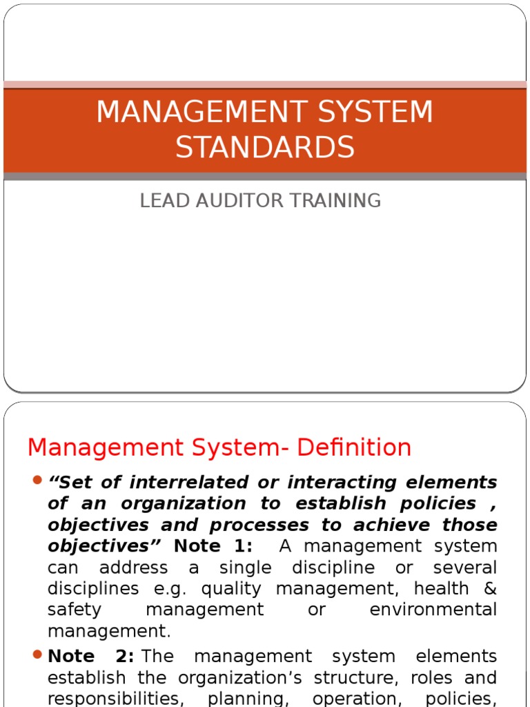 Management System Standards: Lead Auditor Training | PDF | Audit | Risk