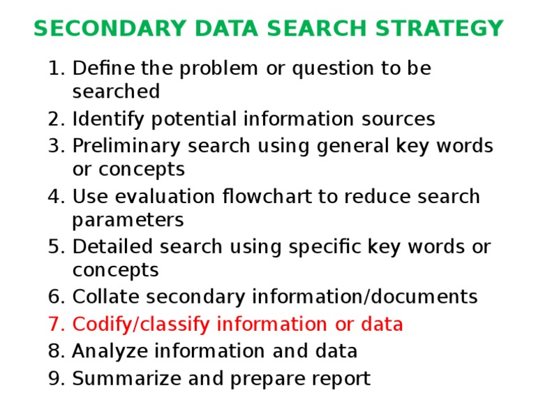 Secondary Data Search Strategy | PDF