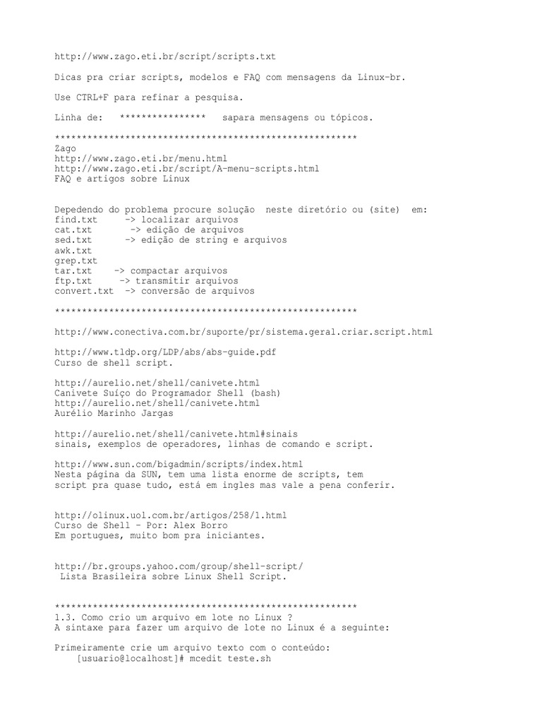 Scripts | PDF | Linguagem de script | Shell (informática)