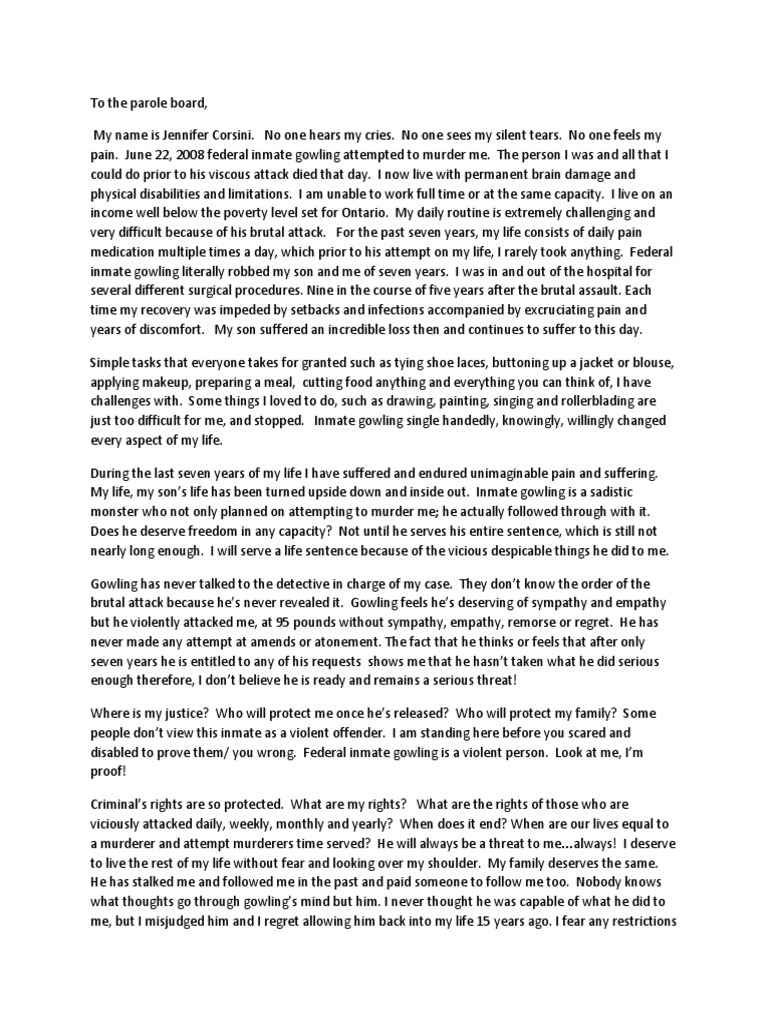 Victim Impact Statement | PDF | Pain | Criminal Justice