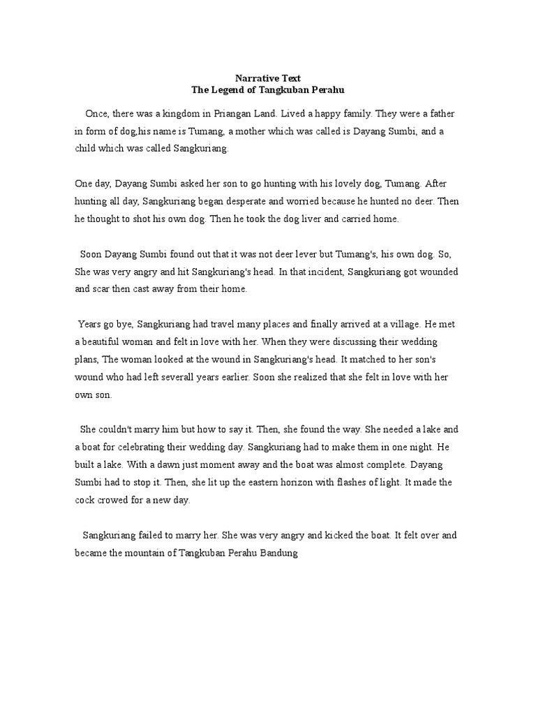 Narrative Text The Legend of Tangkuban Perahu | PDF