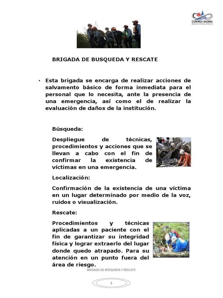 Brigada de Busqueda y Rescate PDF | PDF | Bienestar | Medicina