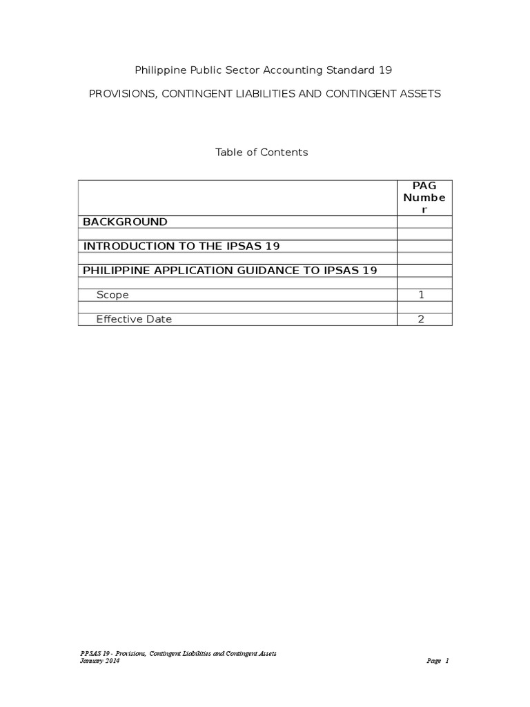 PPSAS 19: Provisions and Liabilities Guide | PDF | Balance Sheet ...