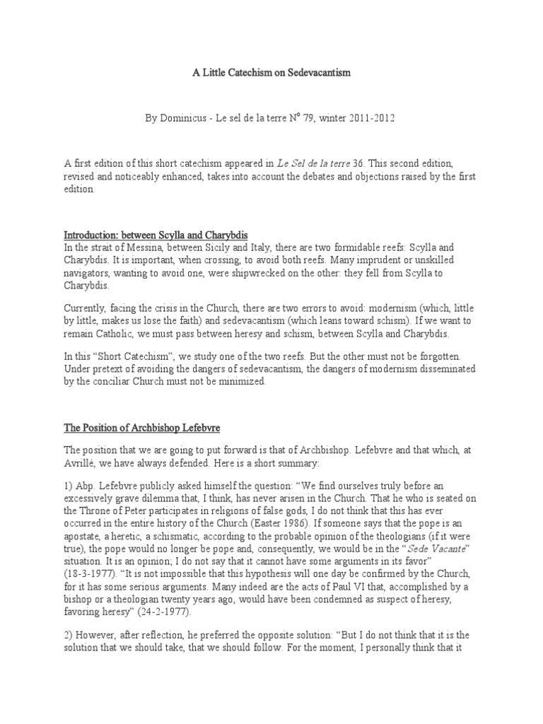 Understanding Sedevacantism Explained | PDF | Pope | Catholic Church