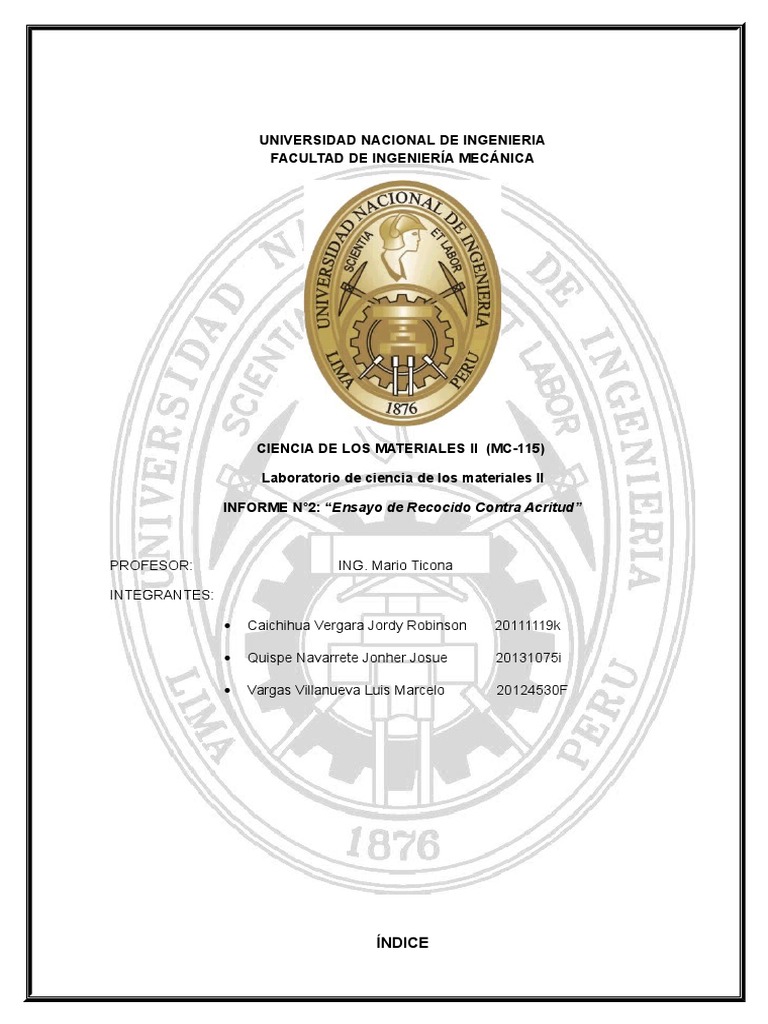 Informe sobre Recocido Contra Acritud | PDF | Recocido (Metalurgia) | Cobre