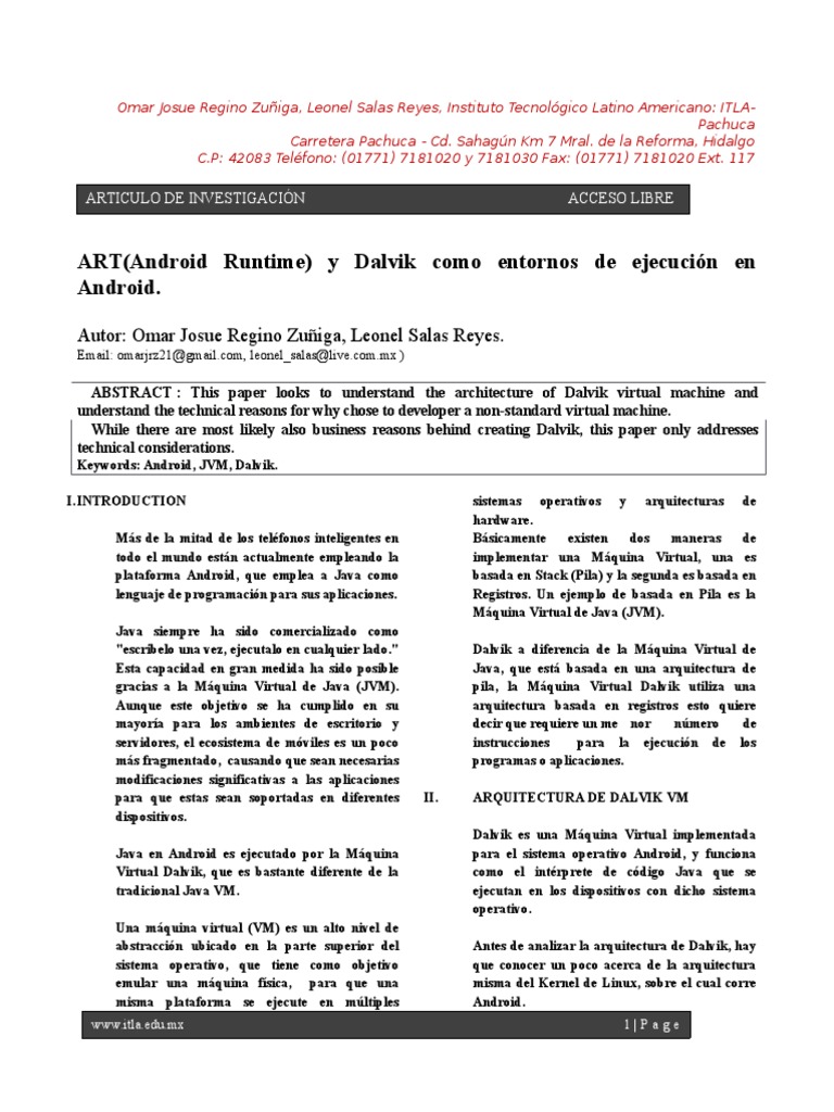 Analisis de Dalvik y ART VM en Android | PDF | Java (lenguaje de programación) | Android ...