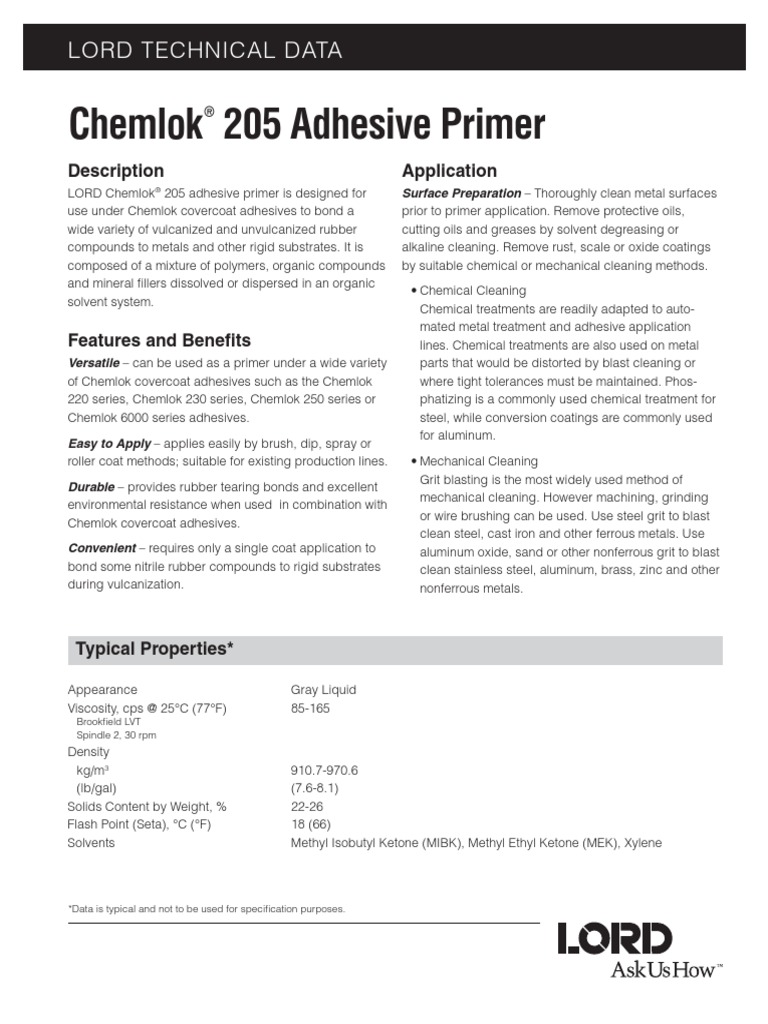 Chemlok 205 | Adhesive | Natural Rubber