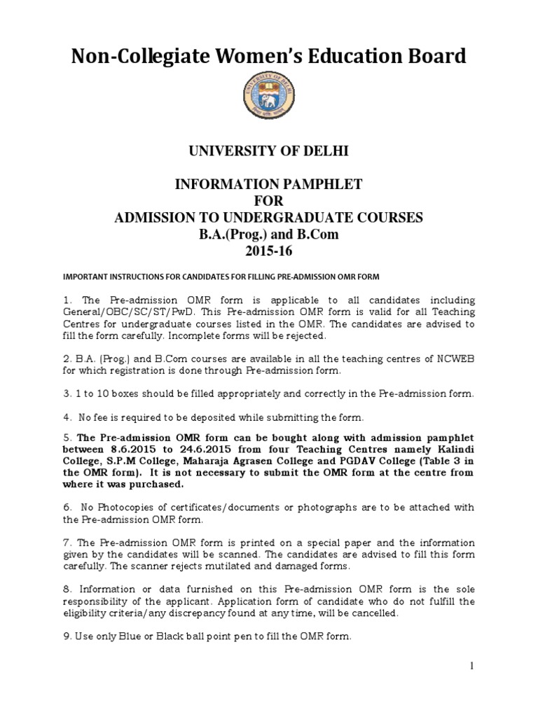 NCWEB Information Pamphlet 2015 | PDF | University And College ...