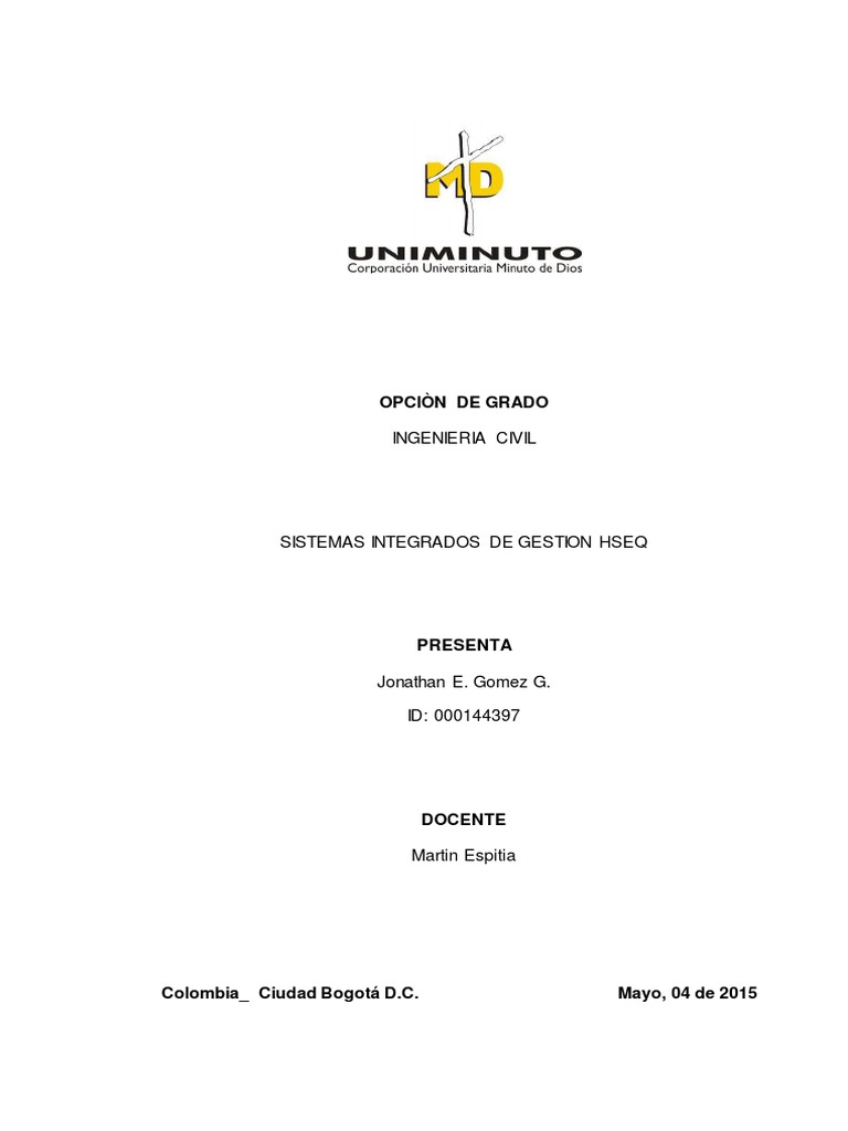 Gestión De Sistemas Integrados Hseq Pdf Gestión De La Calidad