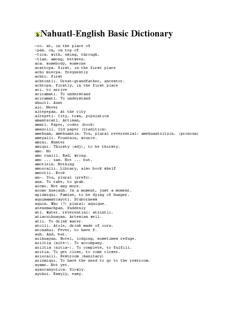 Nahuatl - English | PDF | Foods